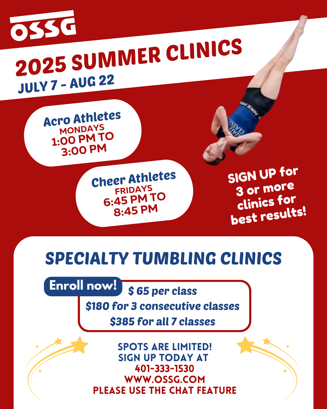 Acro and Cheer Tumbling Clinics – Ocean State School of Gymnastics Center